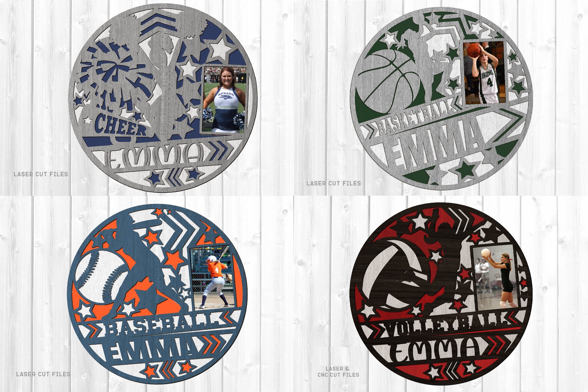 Monogram Girls Sports Round SVG Bundle | Laser Cut Files