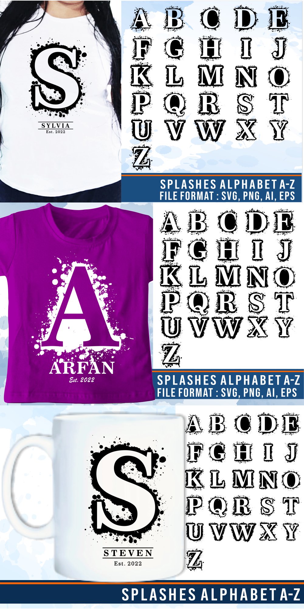 Splashes Alphabet Monogram Svg, Splash Letter, Splatter Font