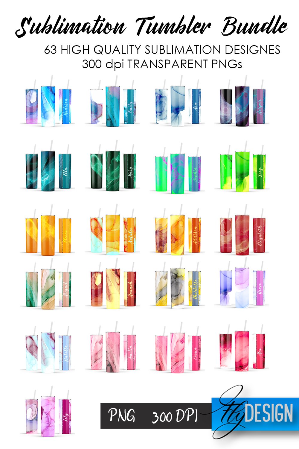 Tumbler Sublimation Bundle. Wrap Tumbler 20 oz Template. PNG