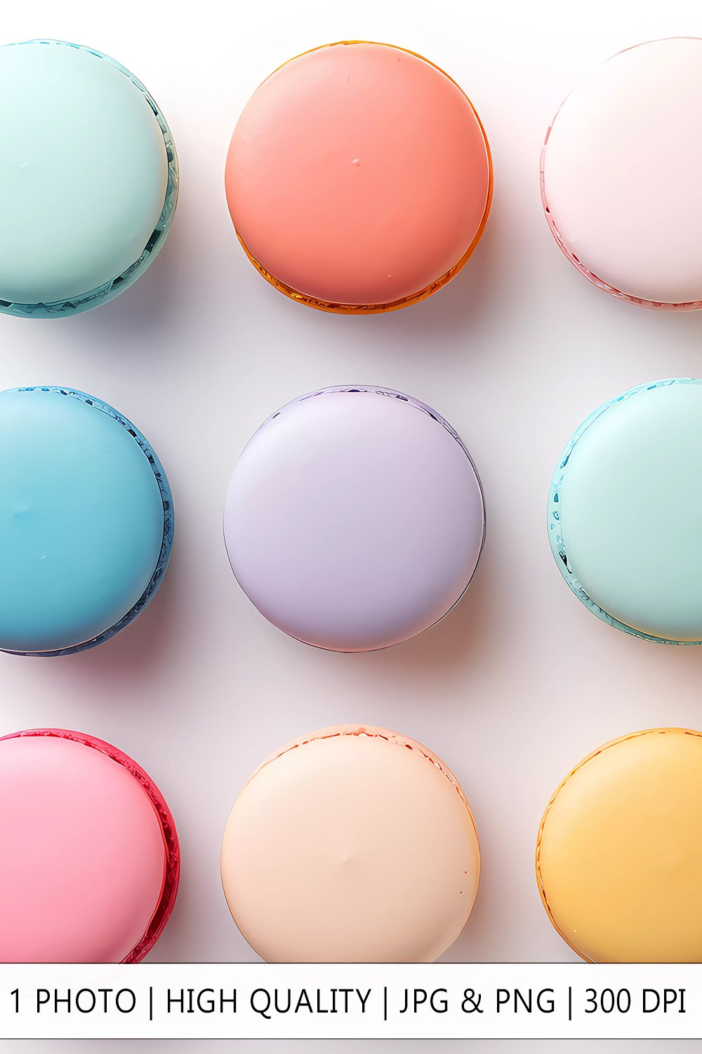 Macaroons into a place, various flavors, top view photo