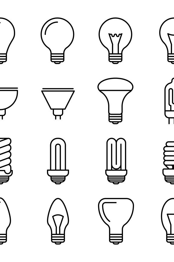Light bulb outline vector icons