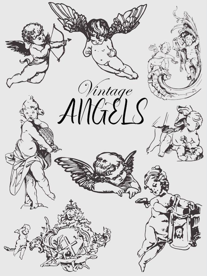 Angel hand drawn Vector illustrations