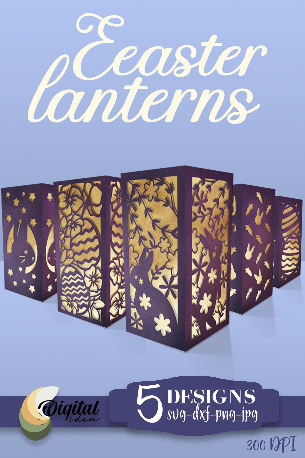 3d Easter lantern template. Easter papercut svg bundle.