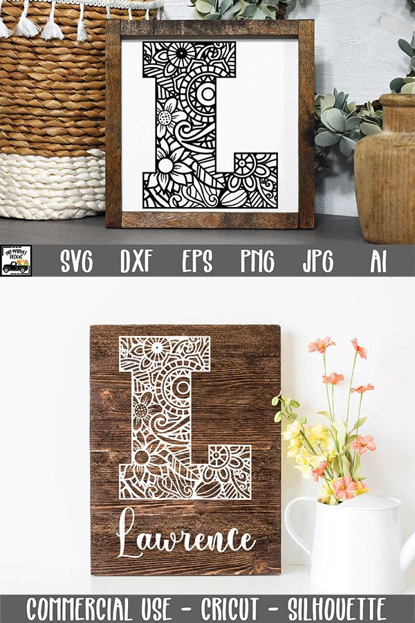 Letter L SVG Cut File|Mandala Monogram Letter L SVG File