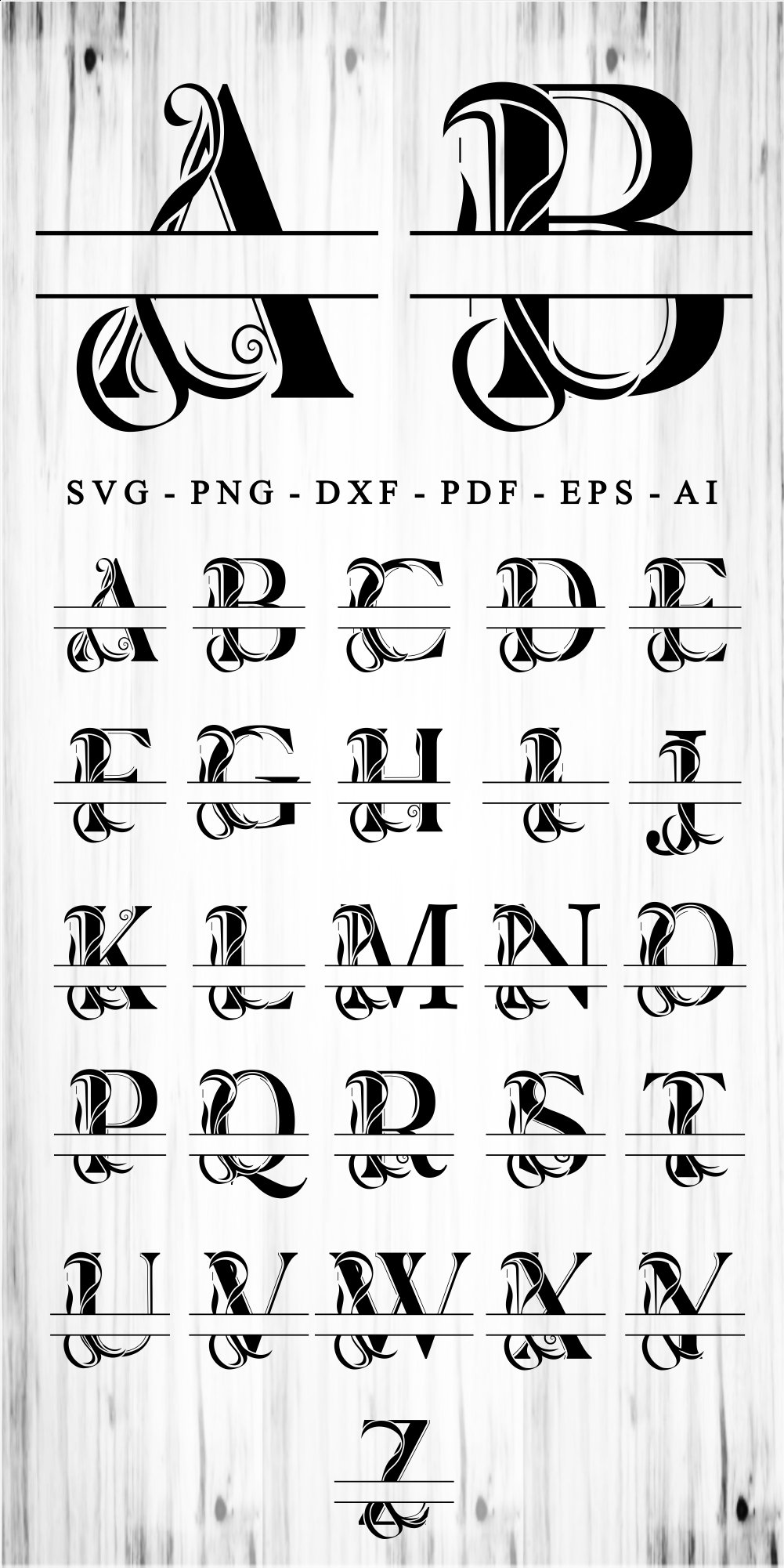Split Monogram Letters SVG File, Split Font, Split Alphabet