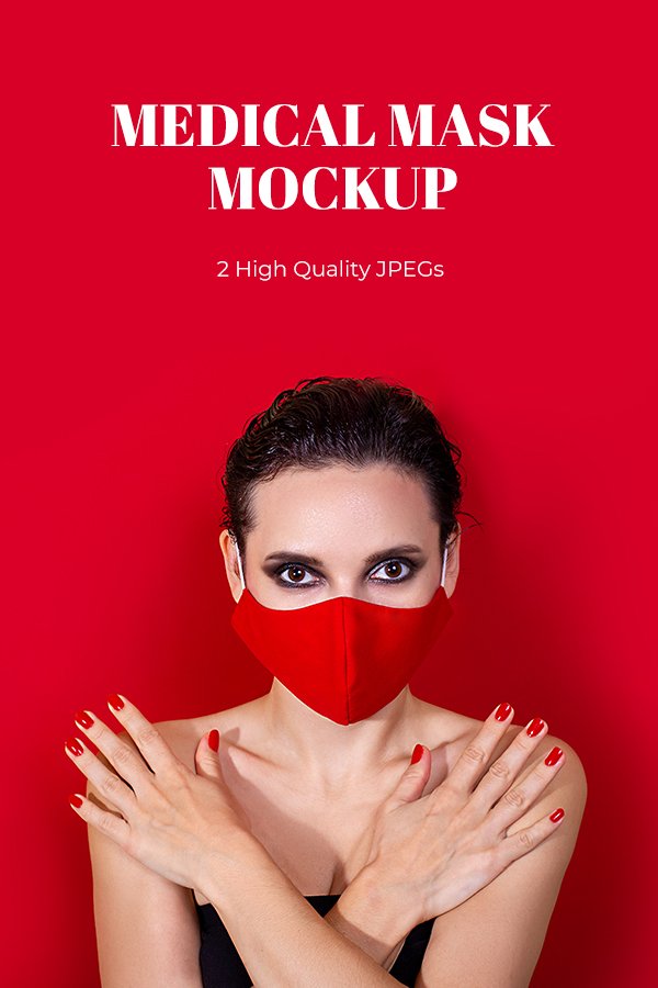 Medical mask mockup on red background (1176336)