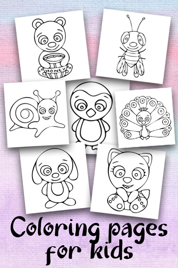 Coloring Pages For Kids. Hand-drawn Animals.