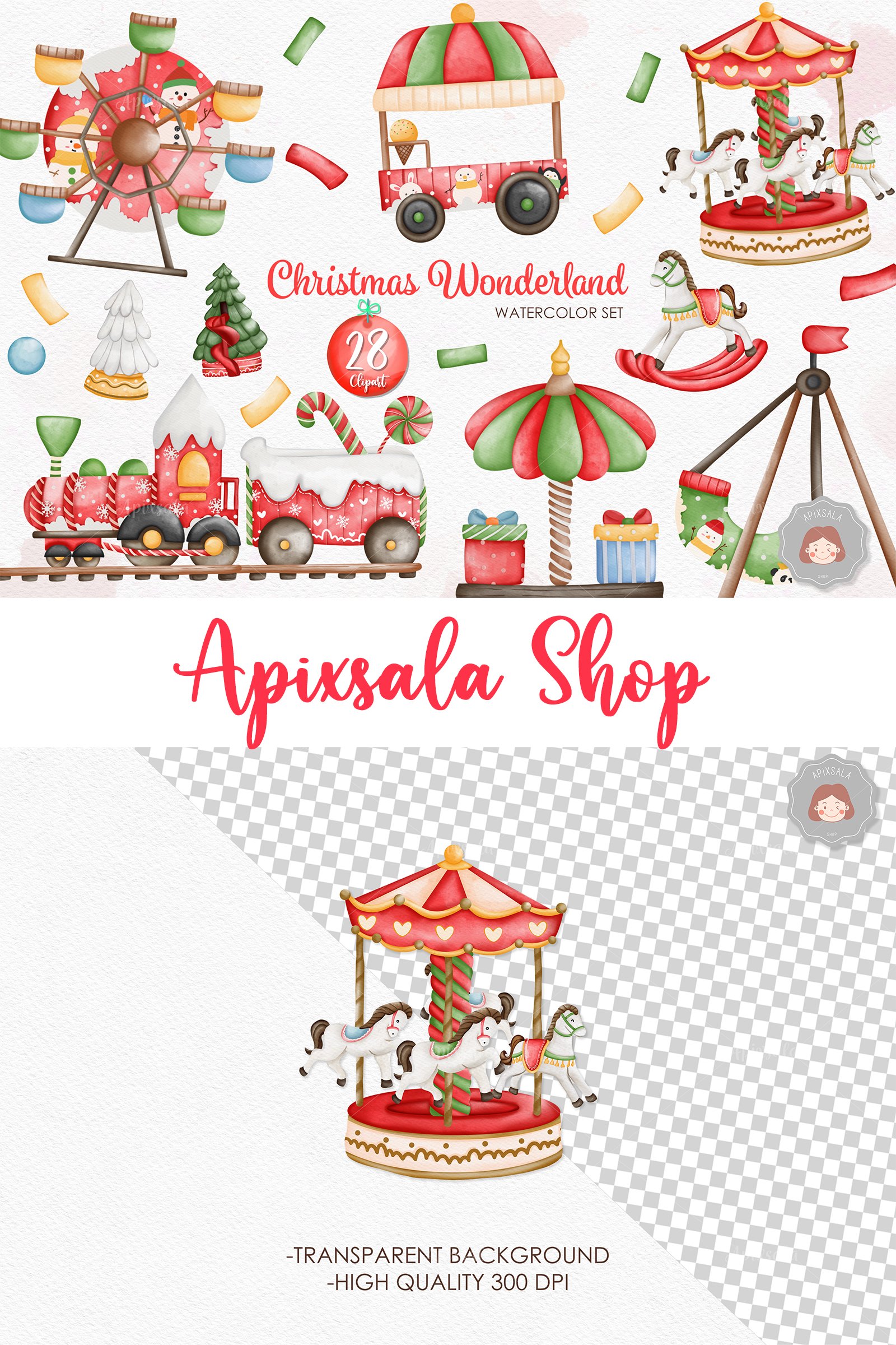 Watercolor Christmas Wonderland Clipart | Christmas Decor