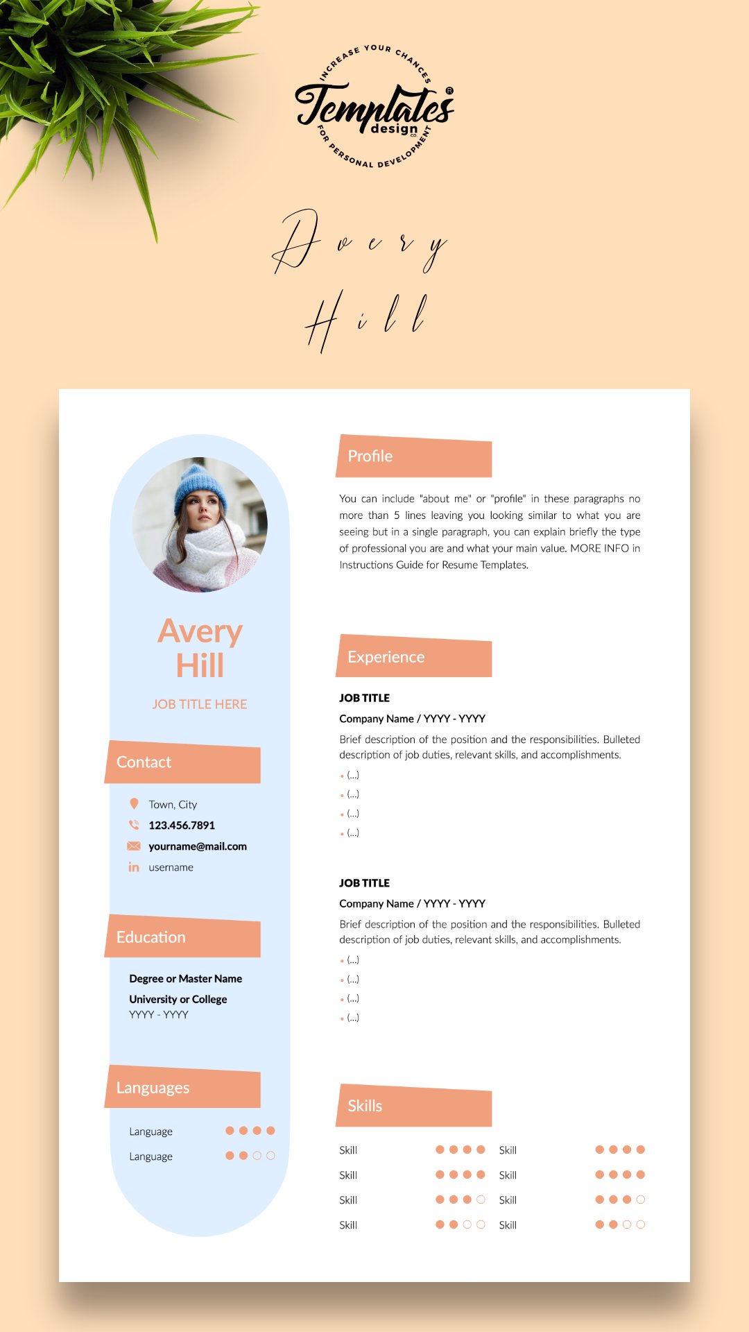 Creative Resume CV Template for Word & Pages Avery (738974)