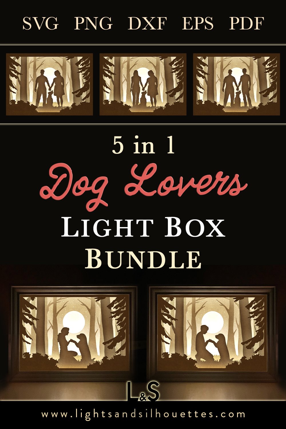 Dog Shadow Box Bundle | 3D Lightbox Svg Files