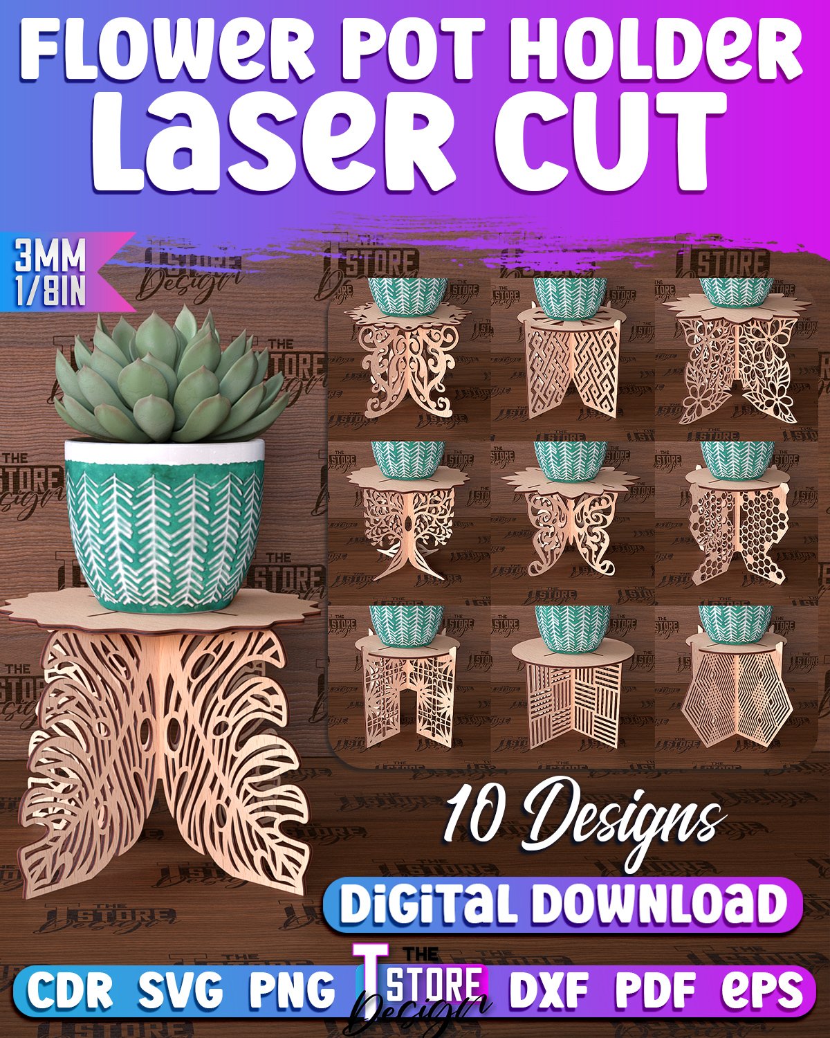 Plant Stand Laser Cut|Flower Pot Holder Laser Cut|Home Decor