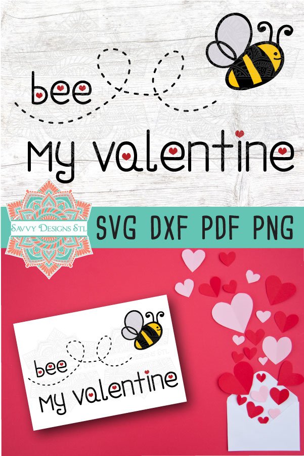 Bee My Valentine Valentine's Day Layered Cut File