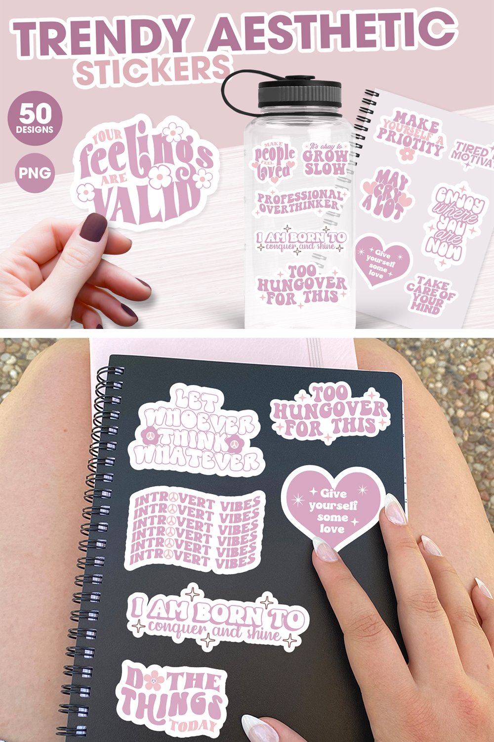 Trendy PNG Sticker Bundle | Aesthetic stickers