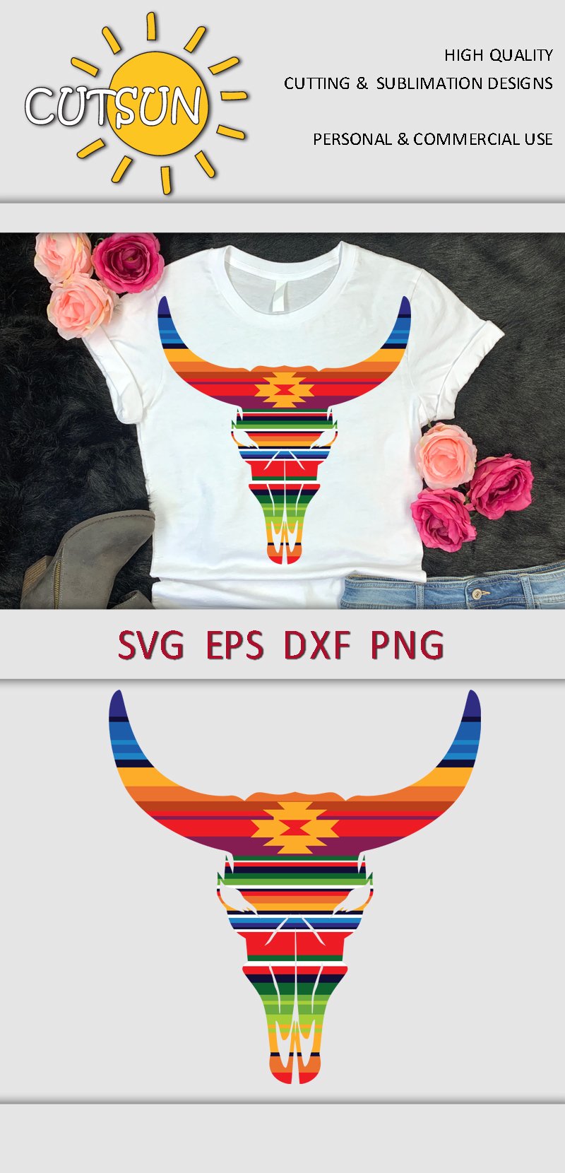 Cow skull SVG | Serape Cow Skull SVG