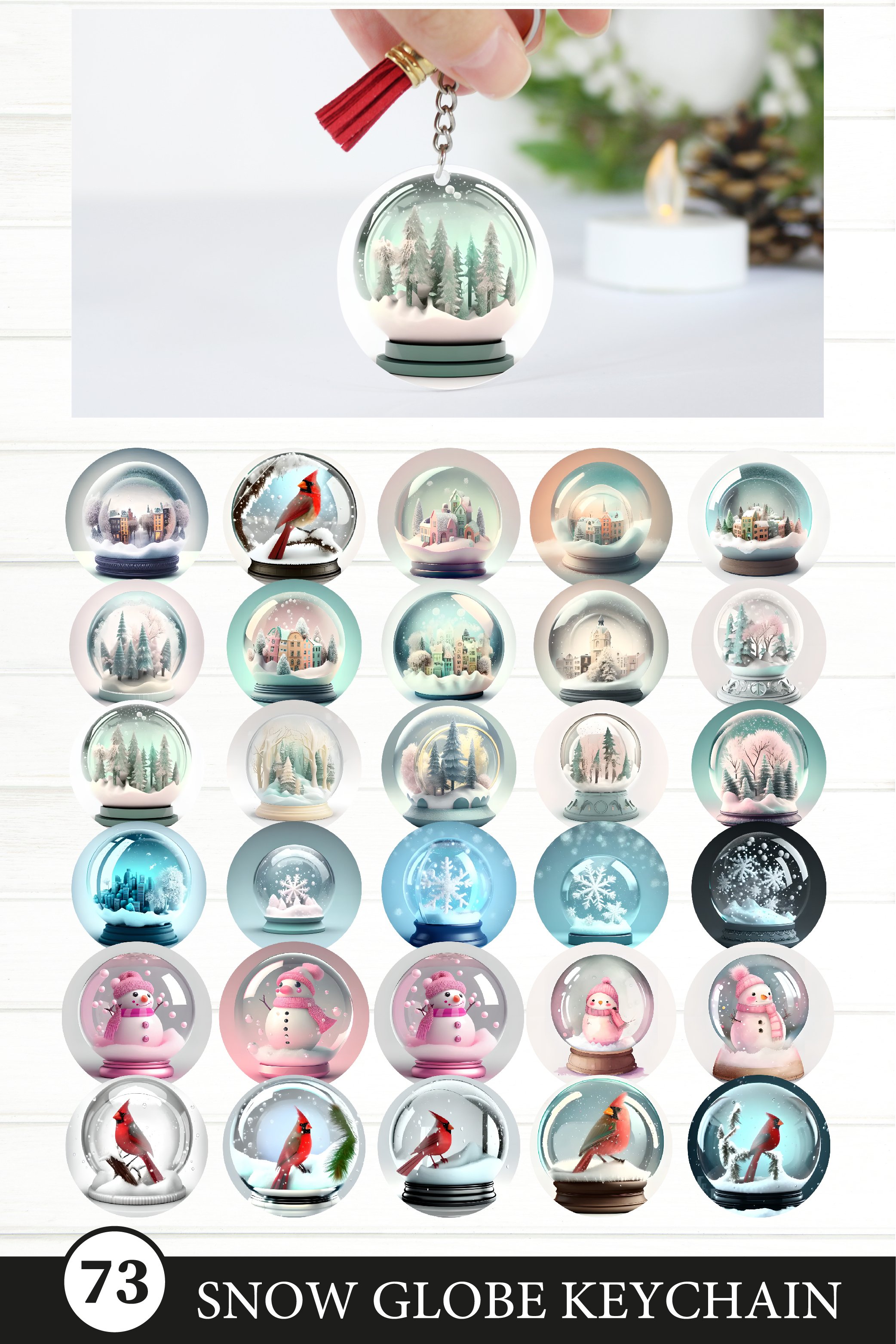 Snow Globe Keychain Bundle. Christmas Keychain Bundle PNG