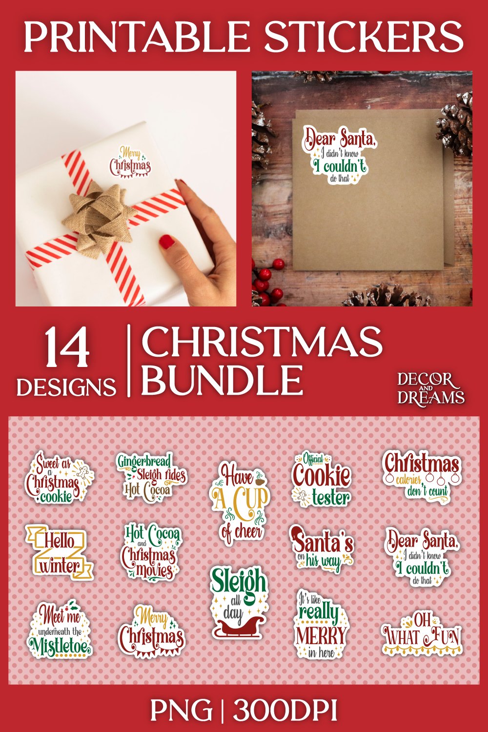 Christmas Sticker Bundle| Red Christmas Sticker Bundle
