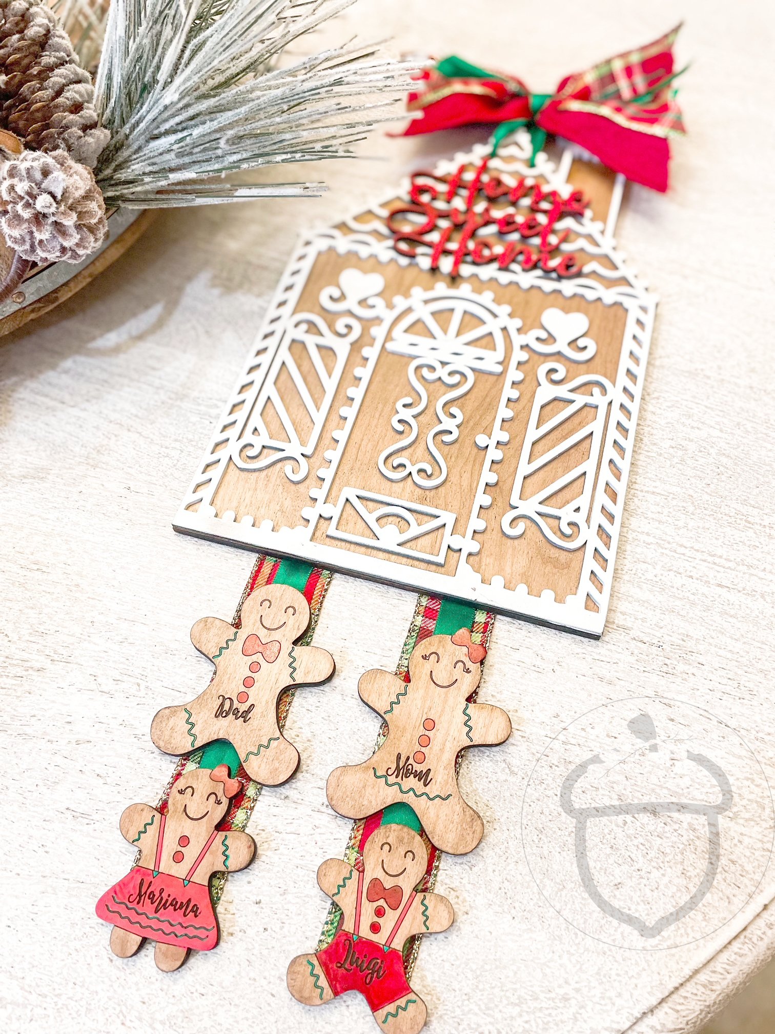 Laser Custom Gingerbread Family Sign Home Sweet Home