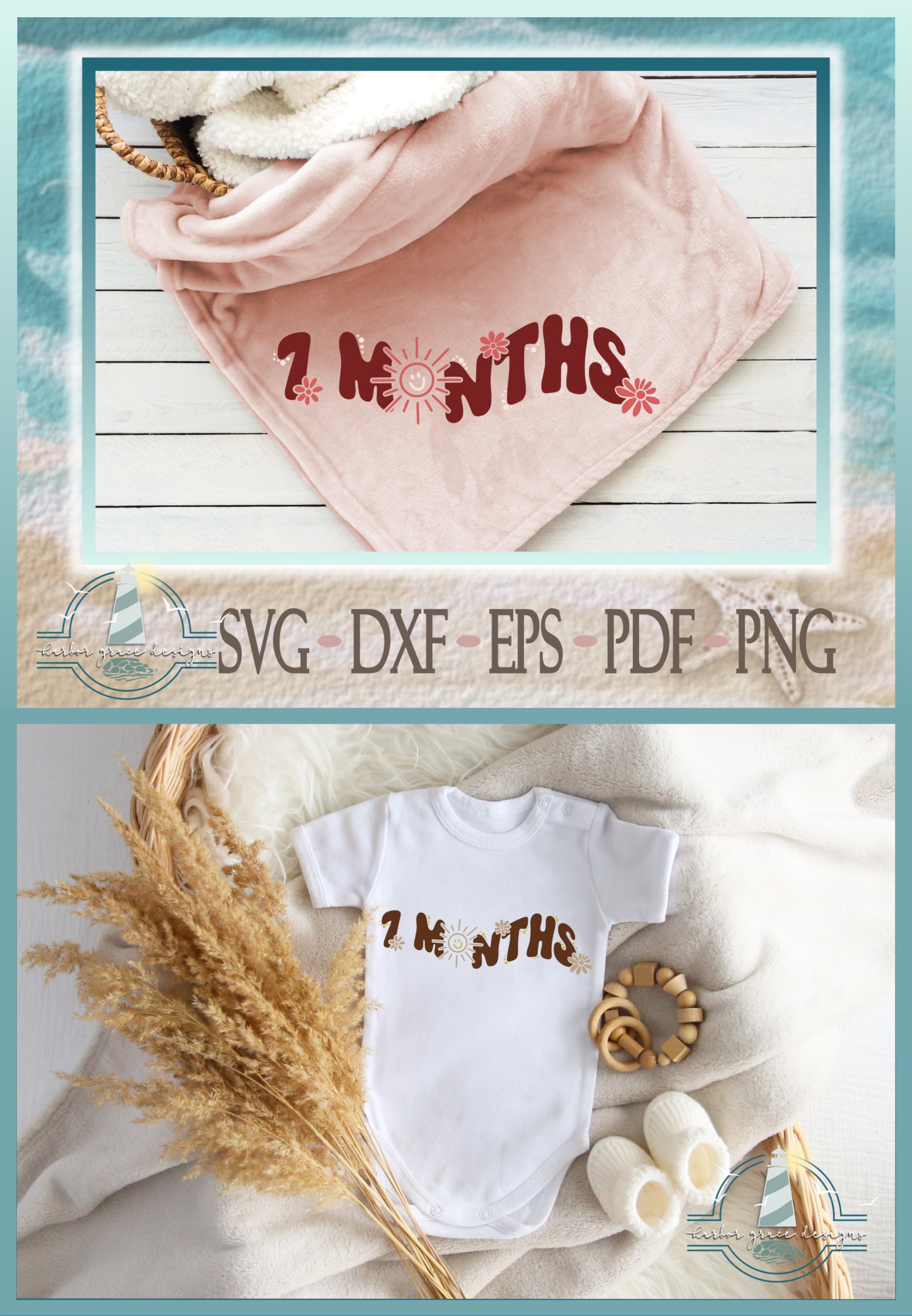 Baby 7 Month Milestone SVG - Wavy Text SVG - Seven Month SVG