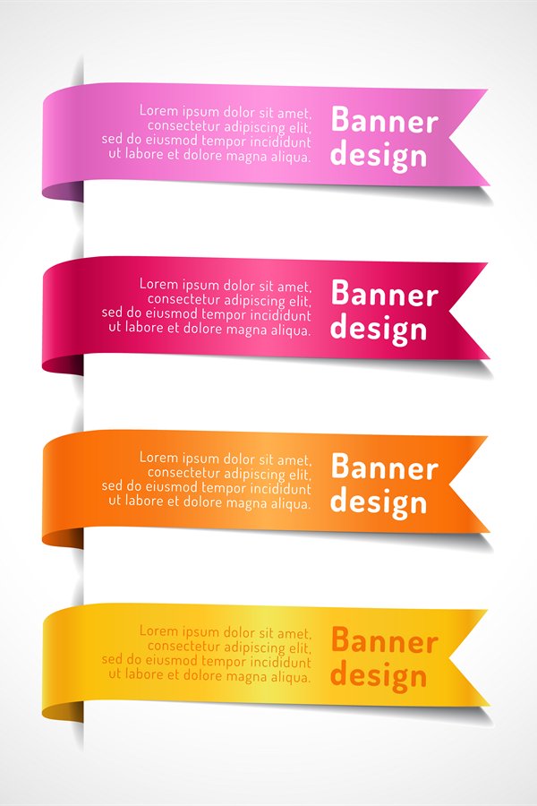 Colored decorative arrow ribbons set