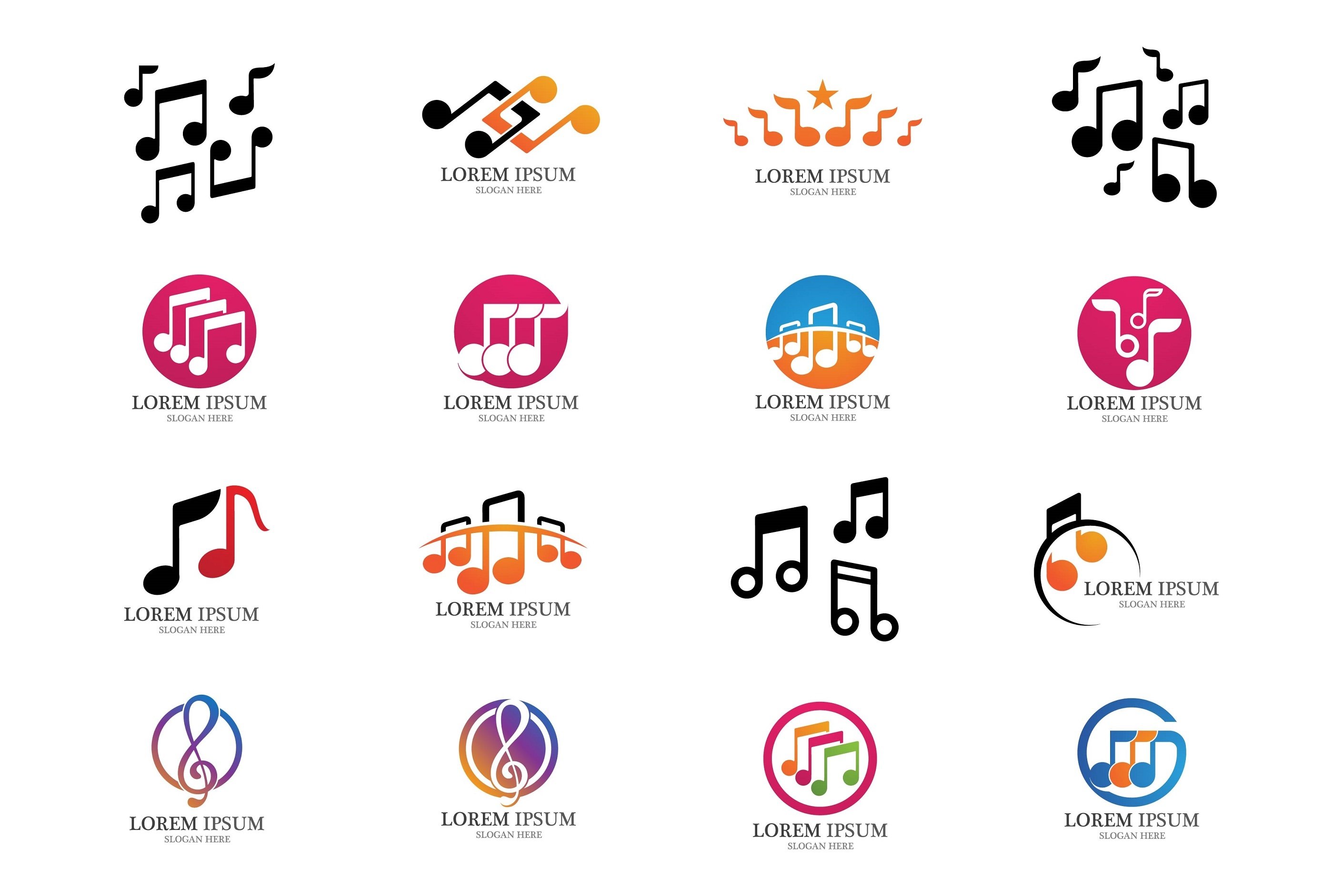 Music note logo set bundle