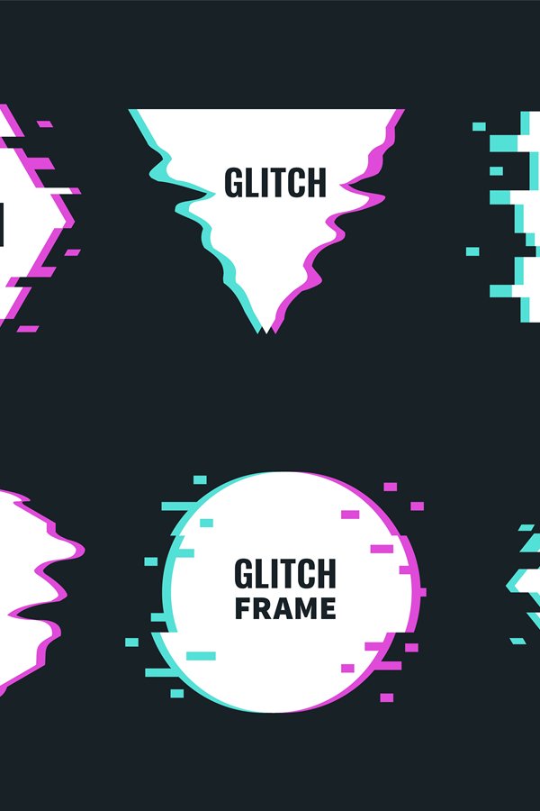 Glitch frames. Noise and distortion abstract minimalistic sh