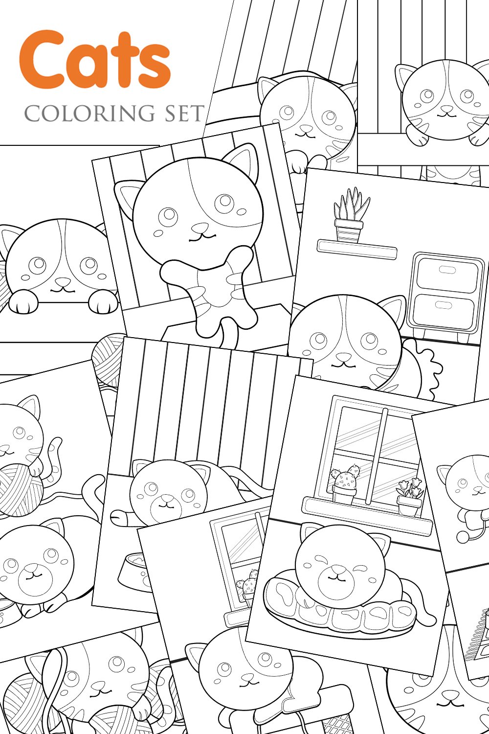Cute Cats Kitten Animals Pet Coloring Kids and Adult