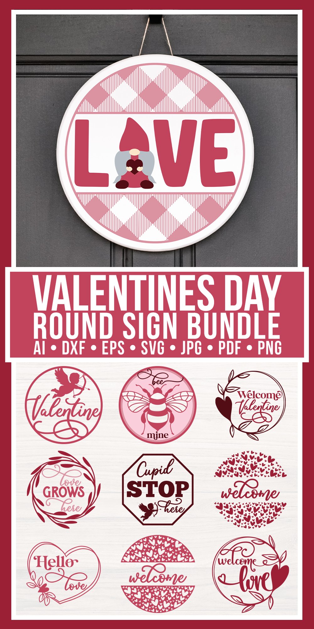 Valentines Day Round Sign Bundle