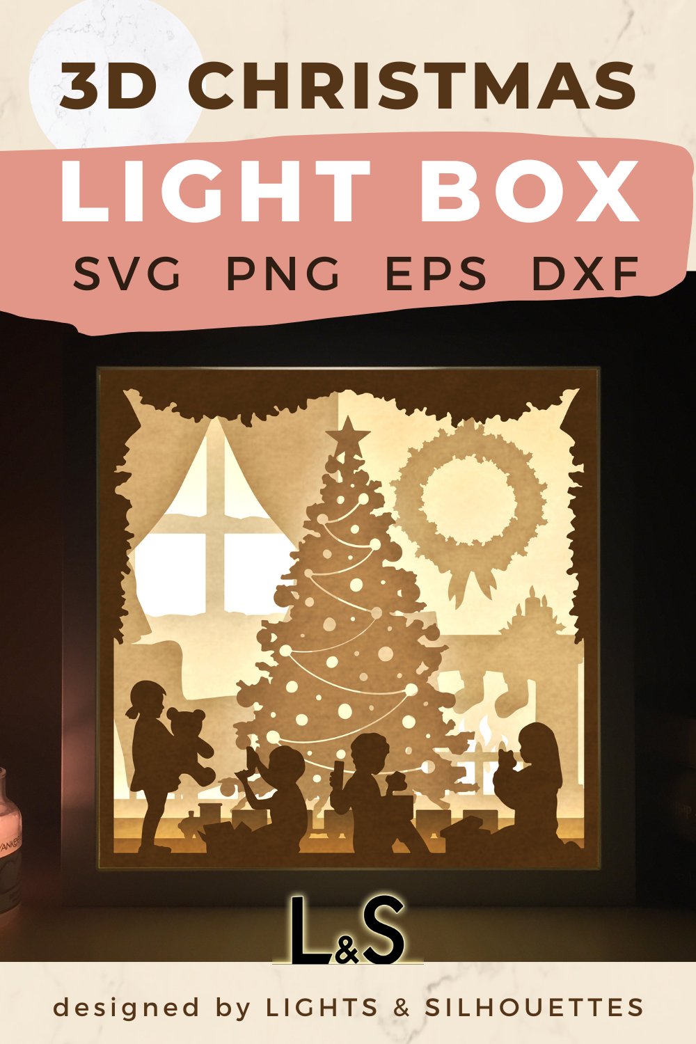 Christmas Light Box Template | 3D Layered Svg