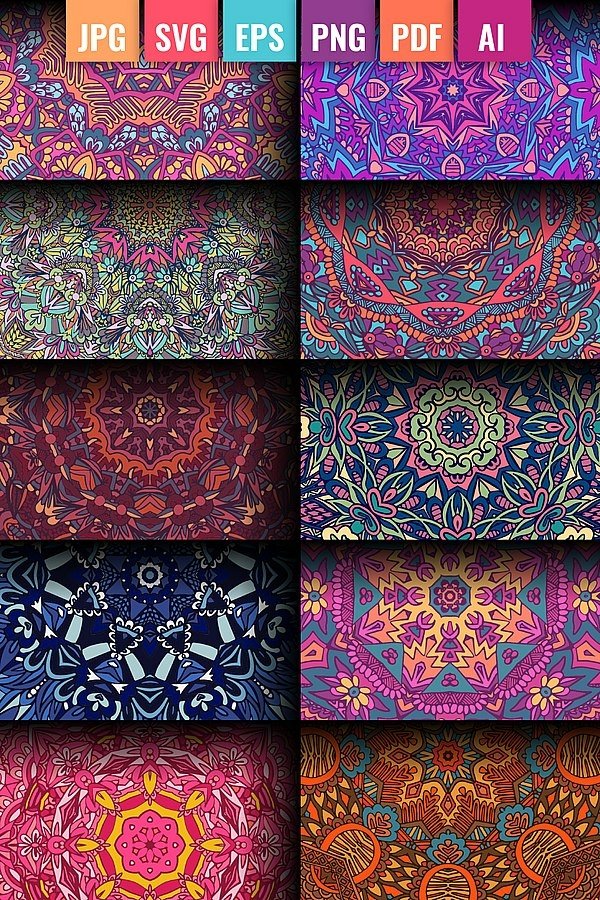 Abstract Boho Festival Mandala Seamless Pattern (1210262)