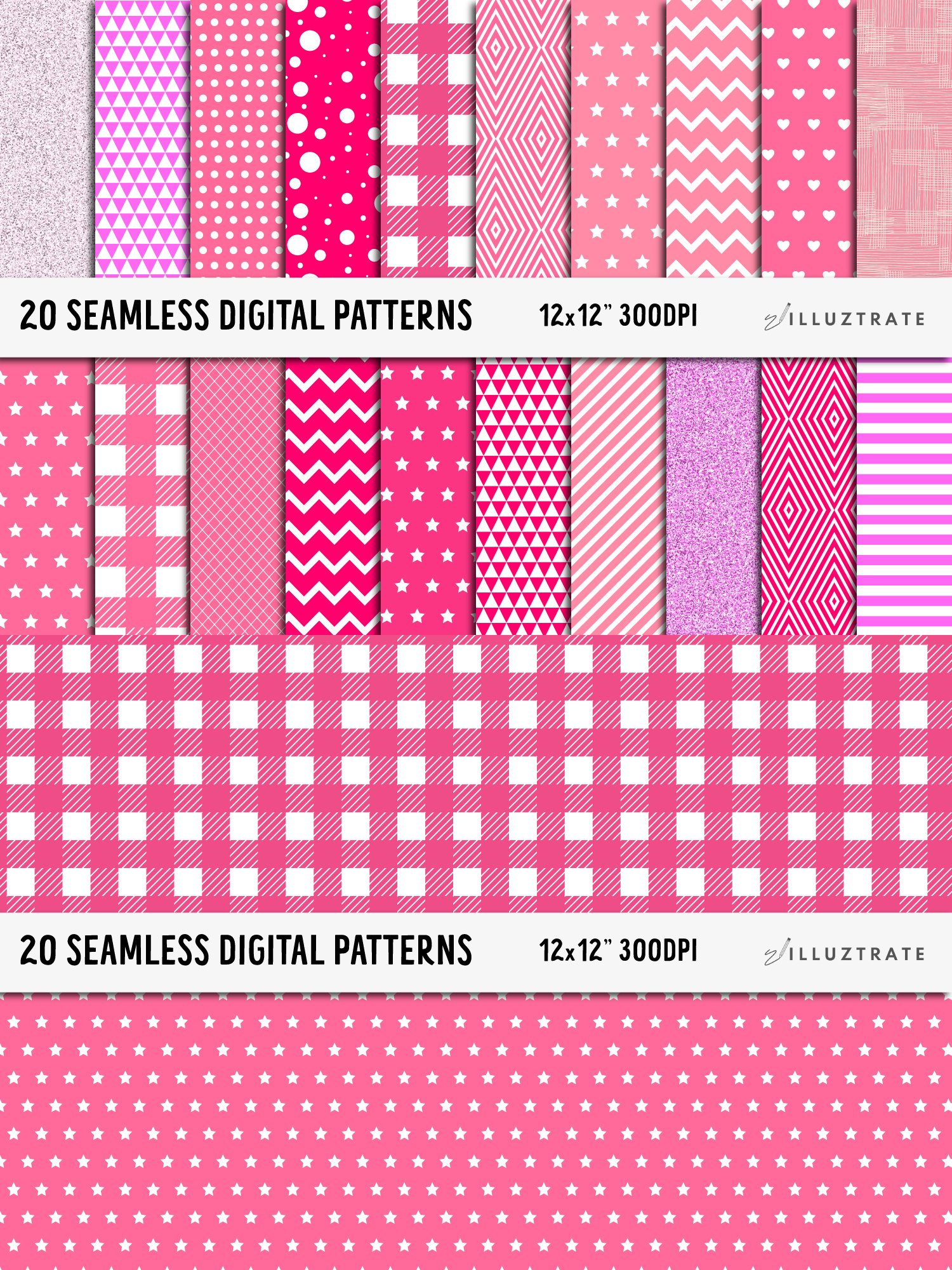 Pink Digital Paper Pack | Pink Seamless Patterns