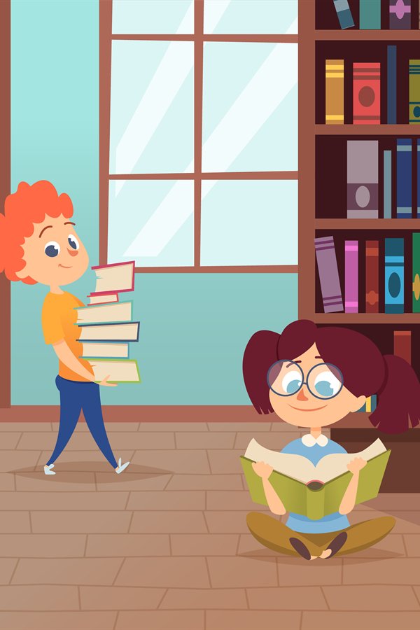 Background with school characters. Vector pictures of pupils