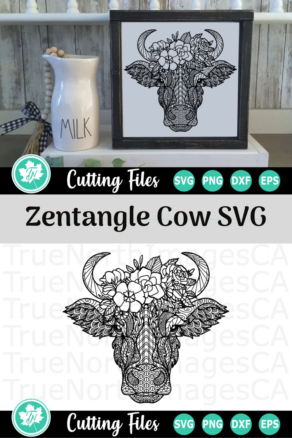Zentangle Cow - An Animal SVG Cut File (290256)