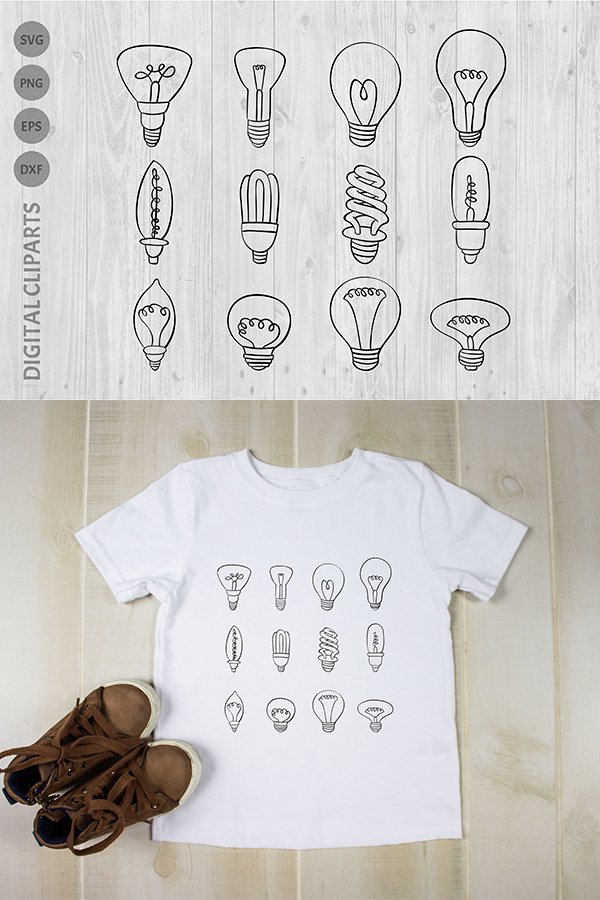 Light Bulb SVG. Vector Clipart Set