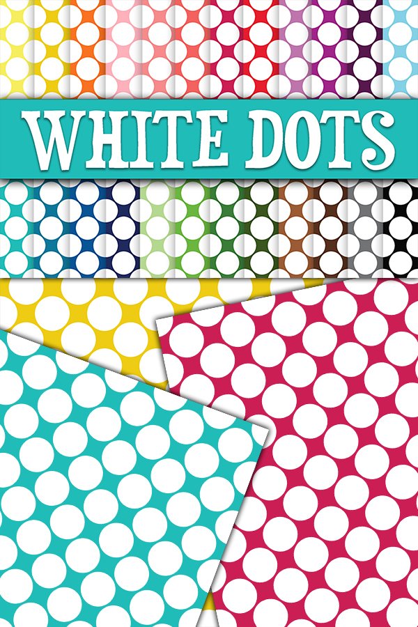 Large White Polka Dots Digital Paper