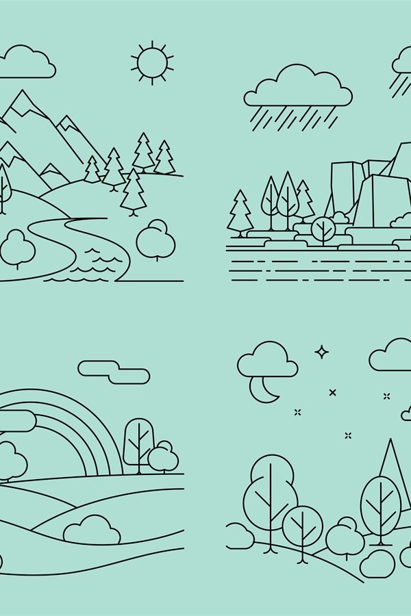 Nature outline landscapes vector
