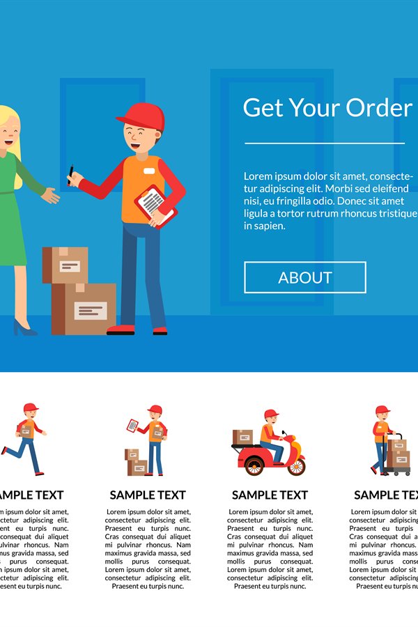 Vector delivery flat elements website landing page (829158)