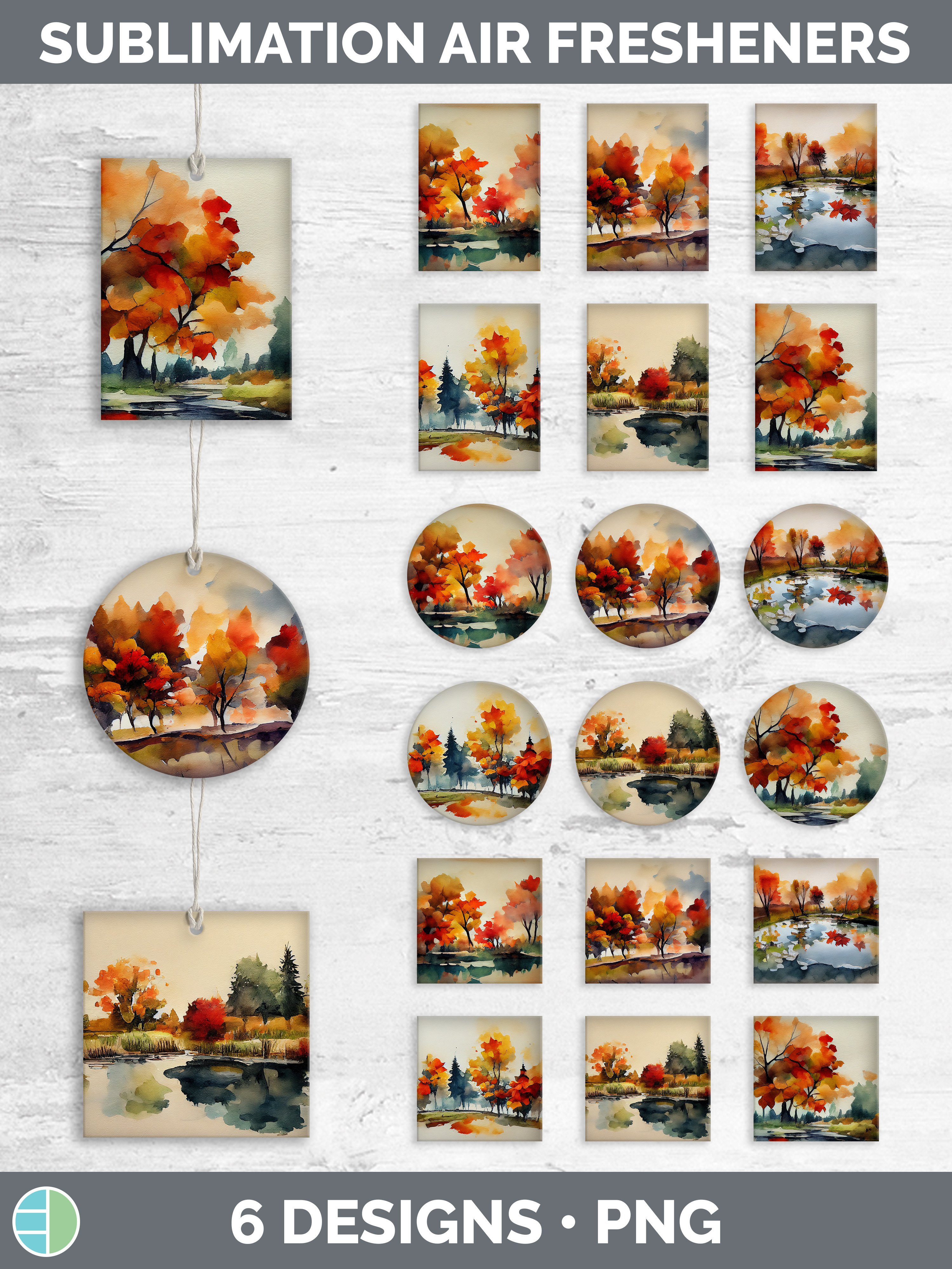 Autumn Trees Air Freshener | Sublimation Designs Bundle