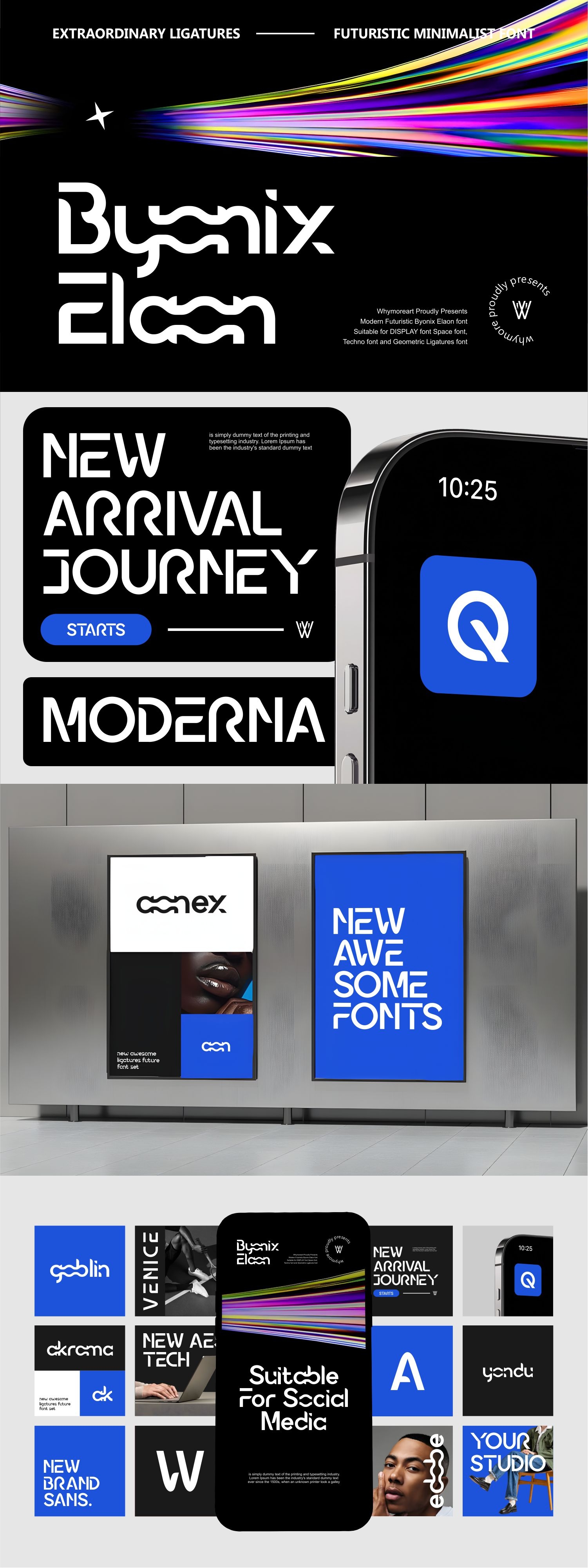 Byonix Elaon Space Futuristic Ligatures Fonts