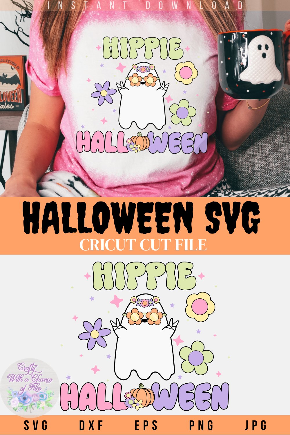 Hippie Halloween SVG Retro Halloween Hippie Ghost Design