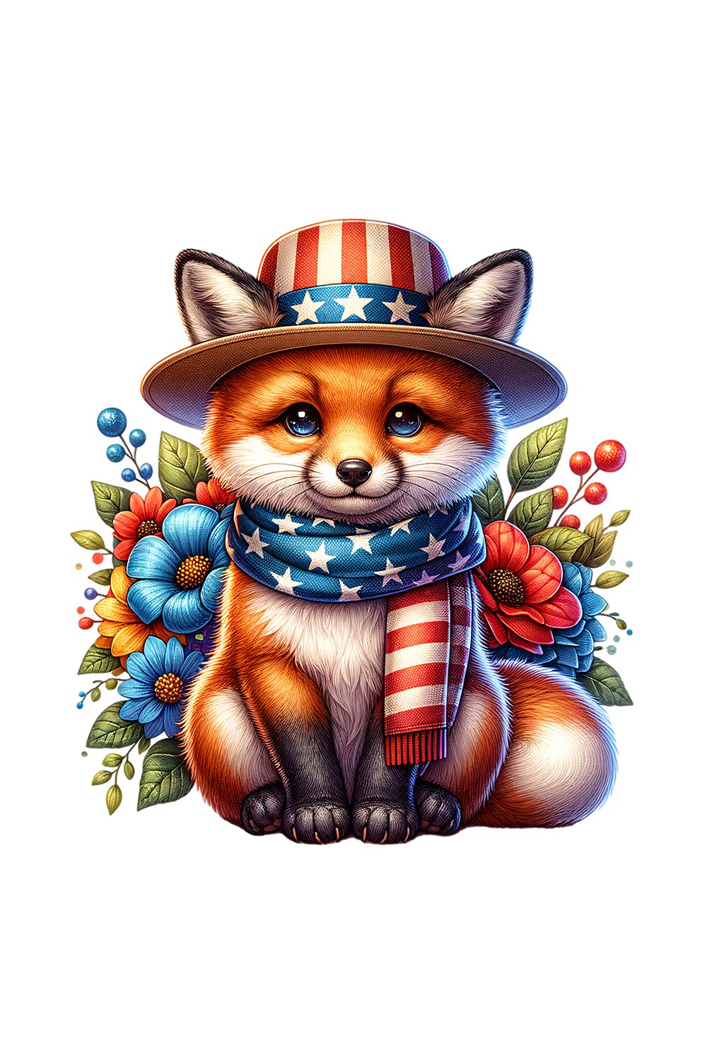 Fox Clipart, USA Flag, Patriotic Clipart, 4th of July
