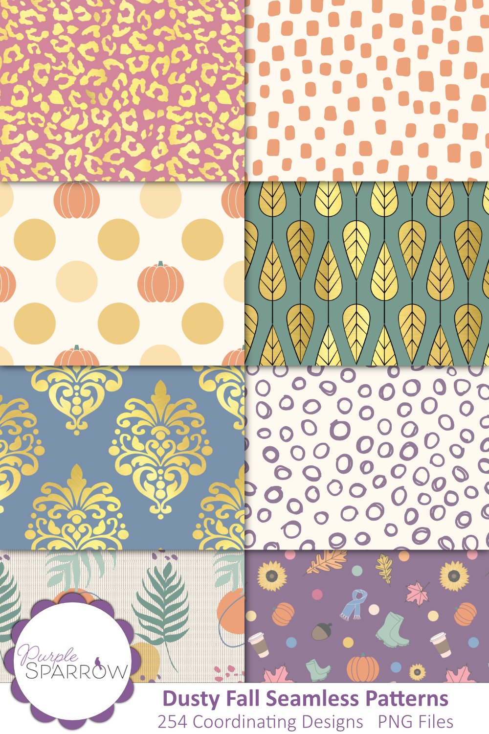 Dusty Fall Seamless Patterns | 254 Coordinating Designs