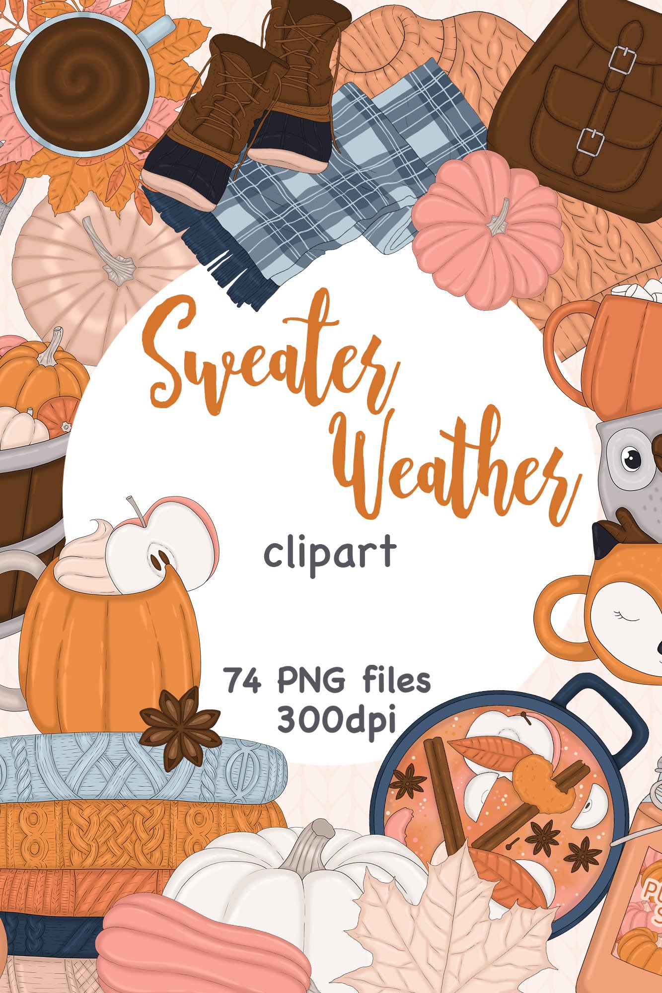Sweater Weather Clipart | Pumpkin Spice PNG Clipart