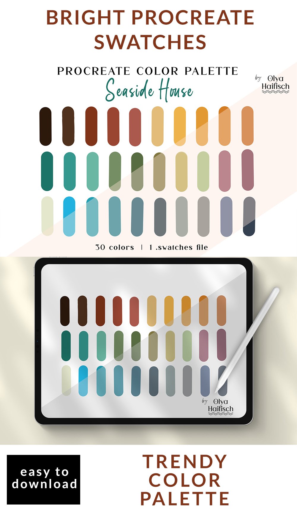 Bright Procreate Color Palette. Summer Color Swatches
