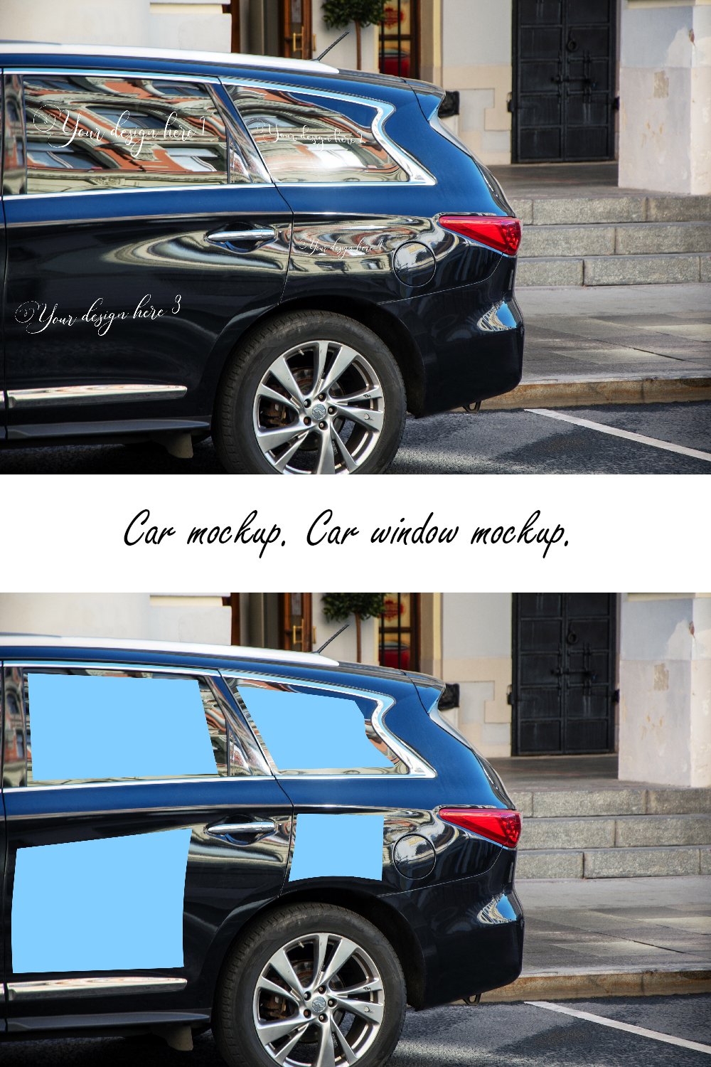 Car mockup. Car window mockup.