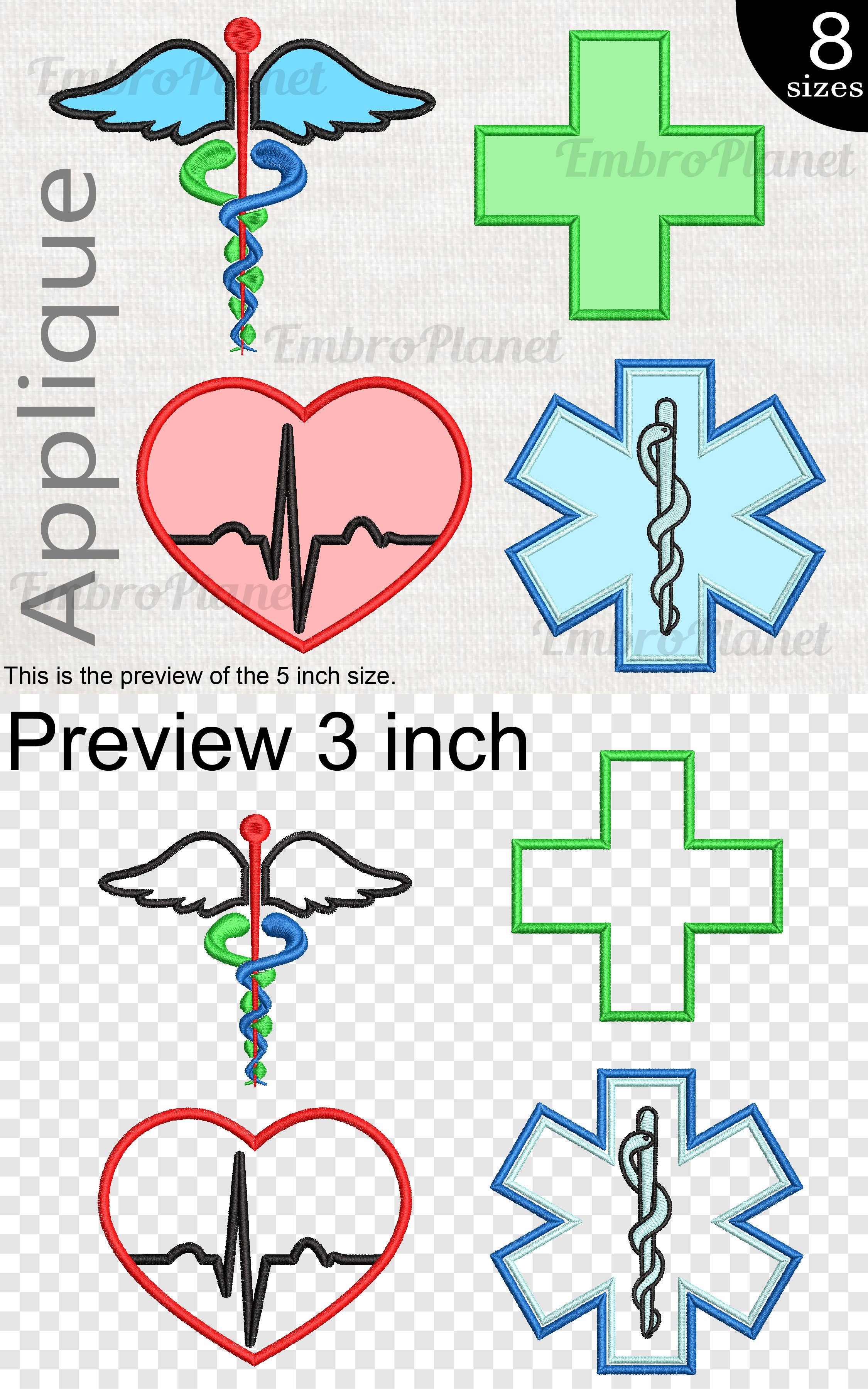 Medical Signs - Embroidery Files - 1499e