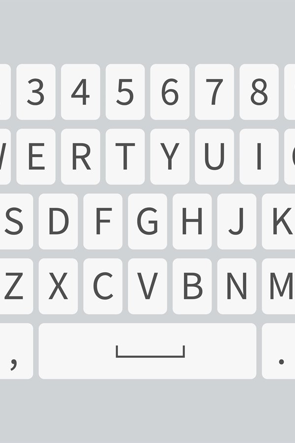 Smartphone keyboard. White realistic mobile phone buttons wi