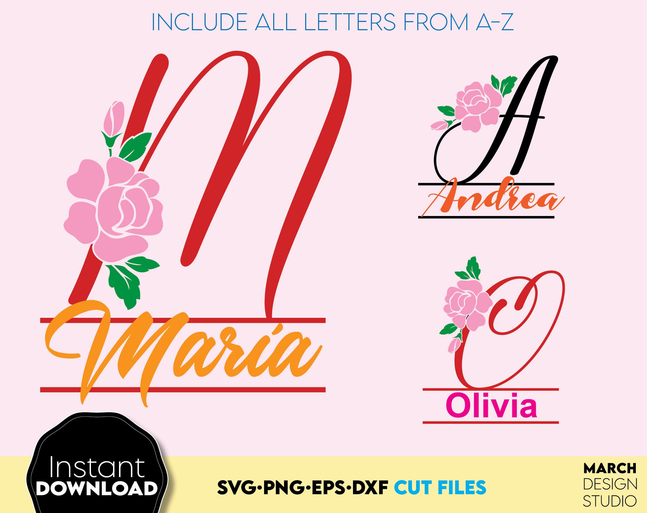 Flower Monogram SVG, Baby Monogram SVG, Girl Monogram SVG