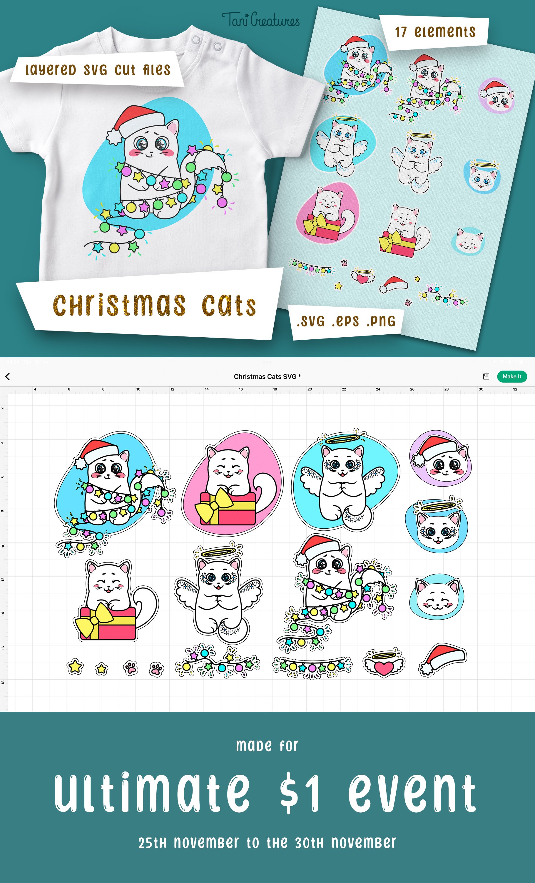 Christmas Cats - SVG cut files | Cricut Design