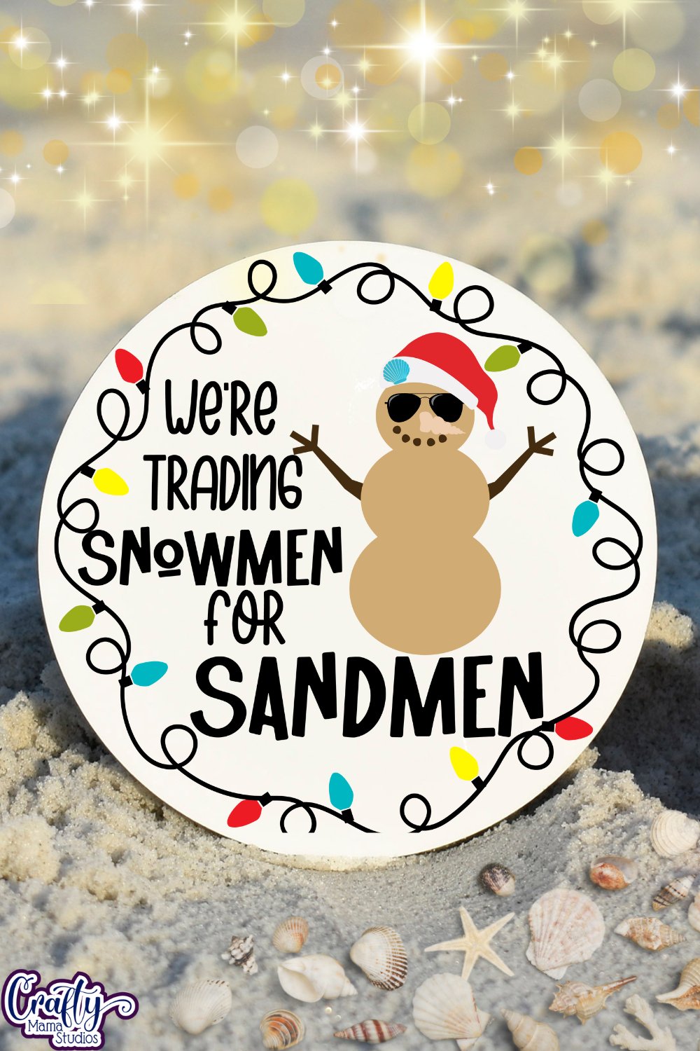 Beach Christmas Svg Round, Trading Snowmen For Sandmen