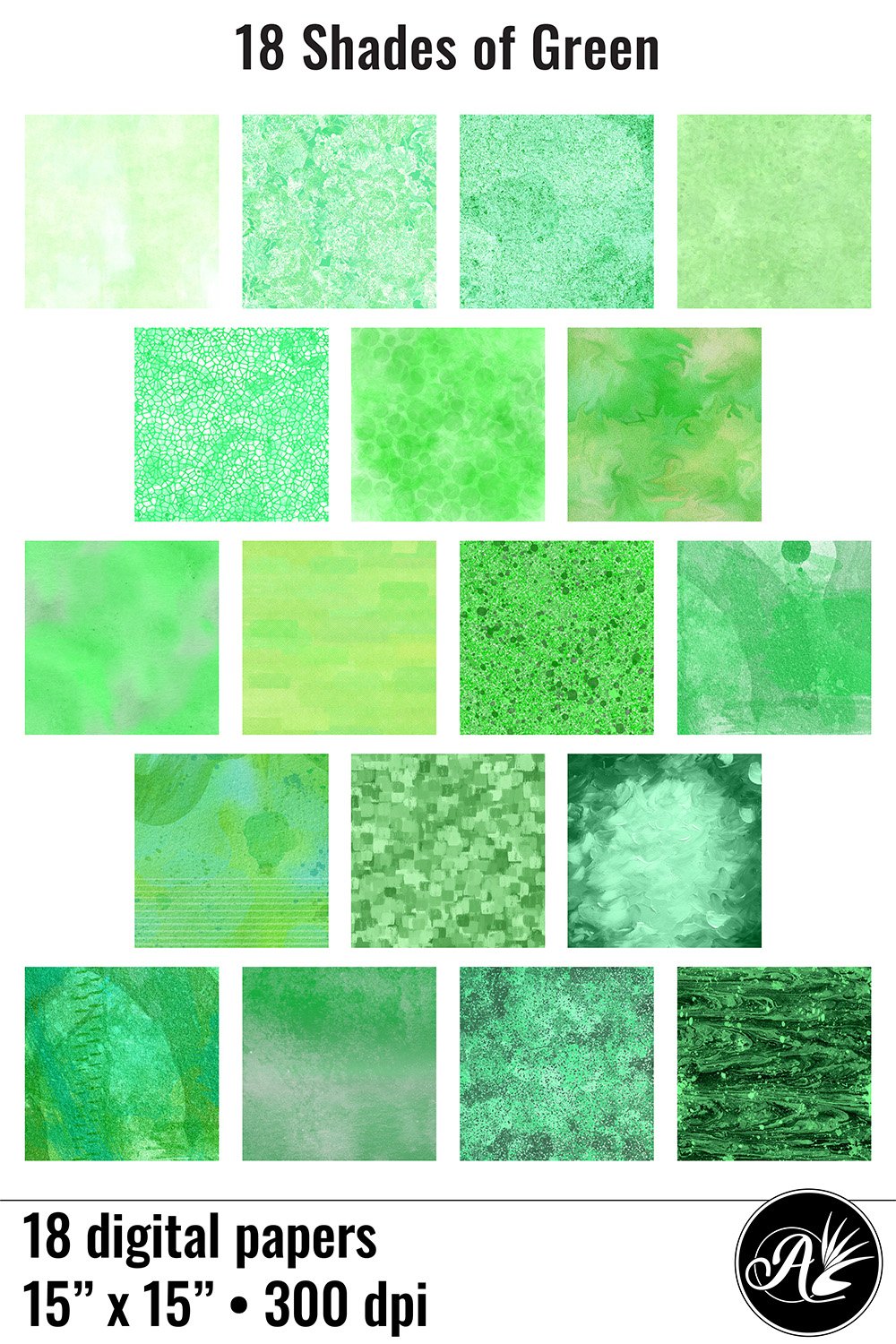 18 Shades of Green digital backgrounds